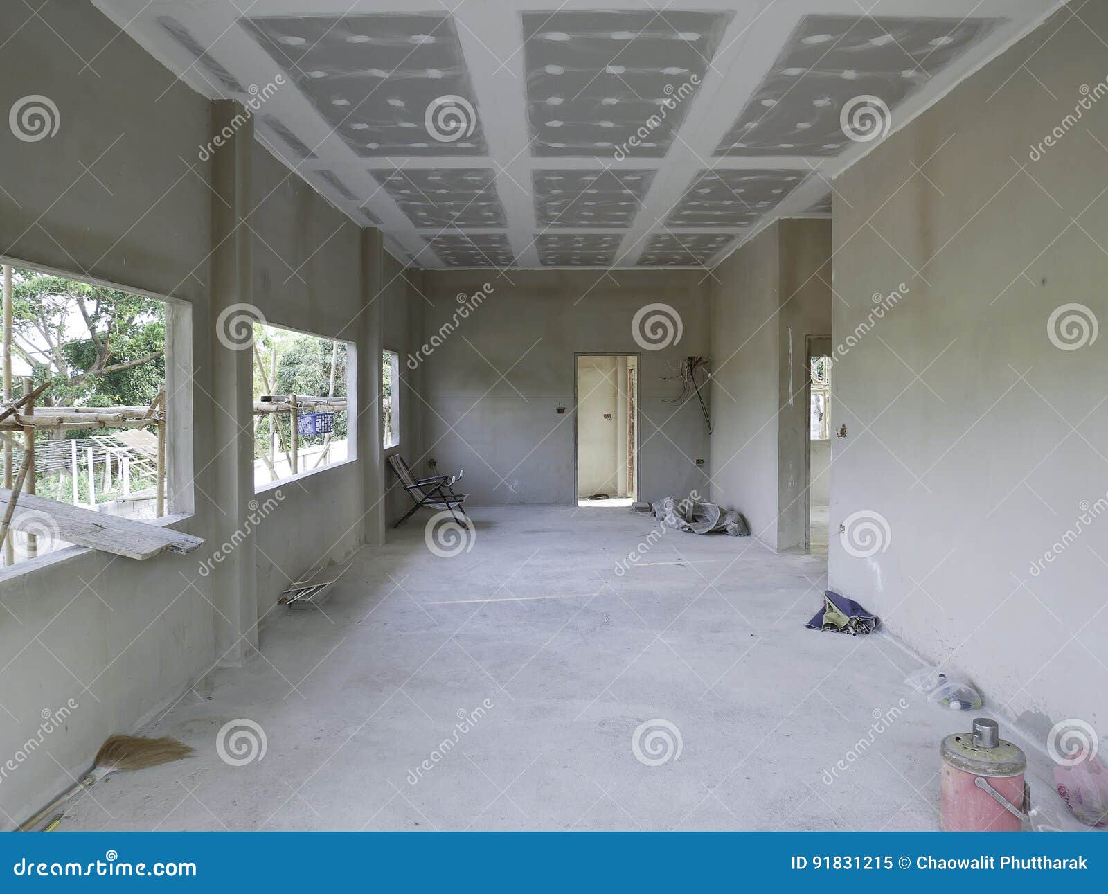 The Building Structure Home Interior Stock Image - Image of concrete ...