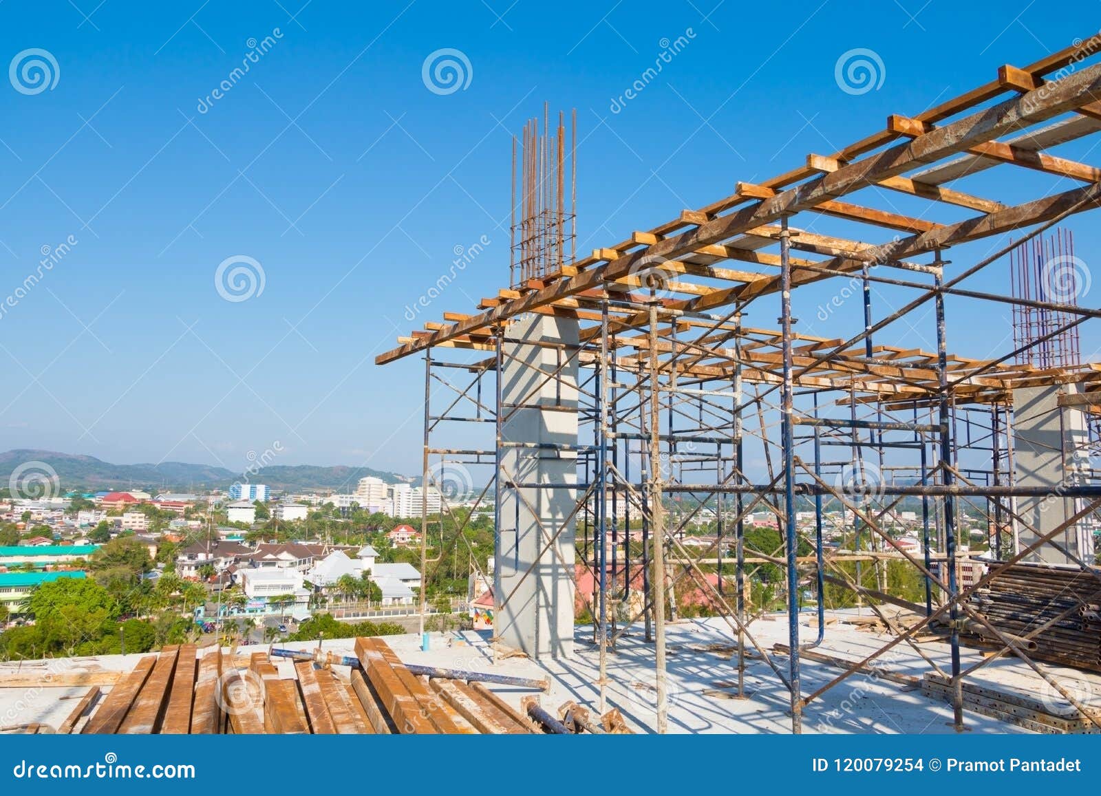 Building Structure Outside Construction Site on High Rise Stock Photo ...