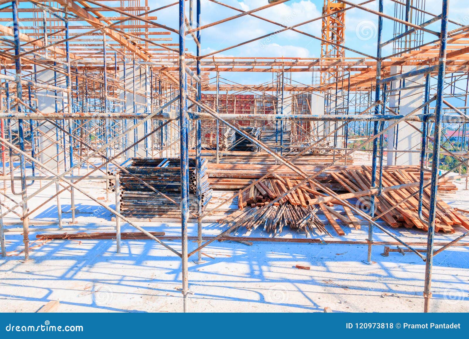 Building Structure Outside Construction Site on High Rise Stock Photo ...