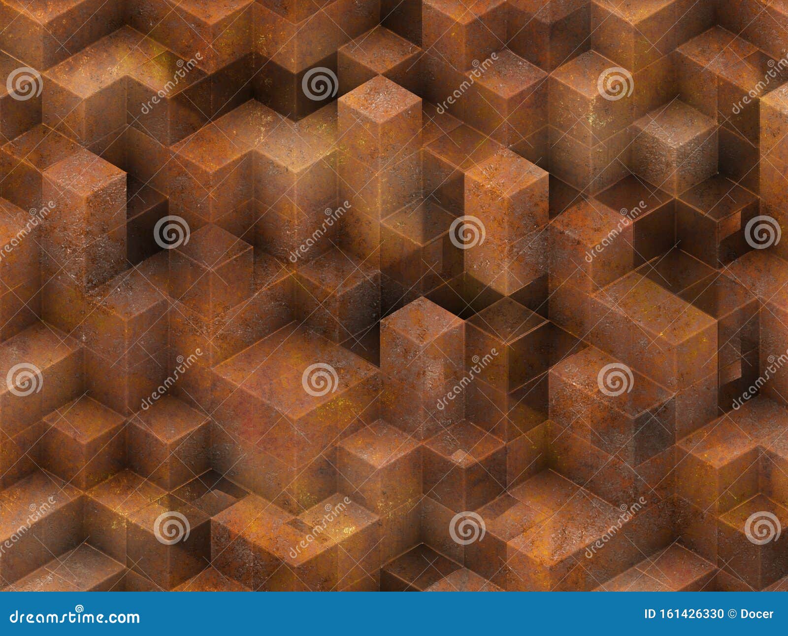 Building Structure from Rusty Cubes Stock Illustration - Illustration ...
