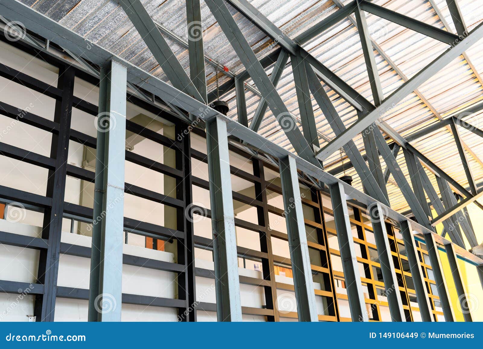 Building of Structure Steel with Insulation Stock Image - Image of ...