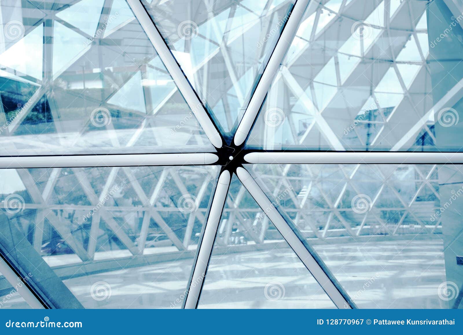 Building Structures Aluminum Triangle Geometry on Facade. Stock Image ...