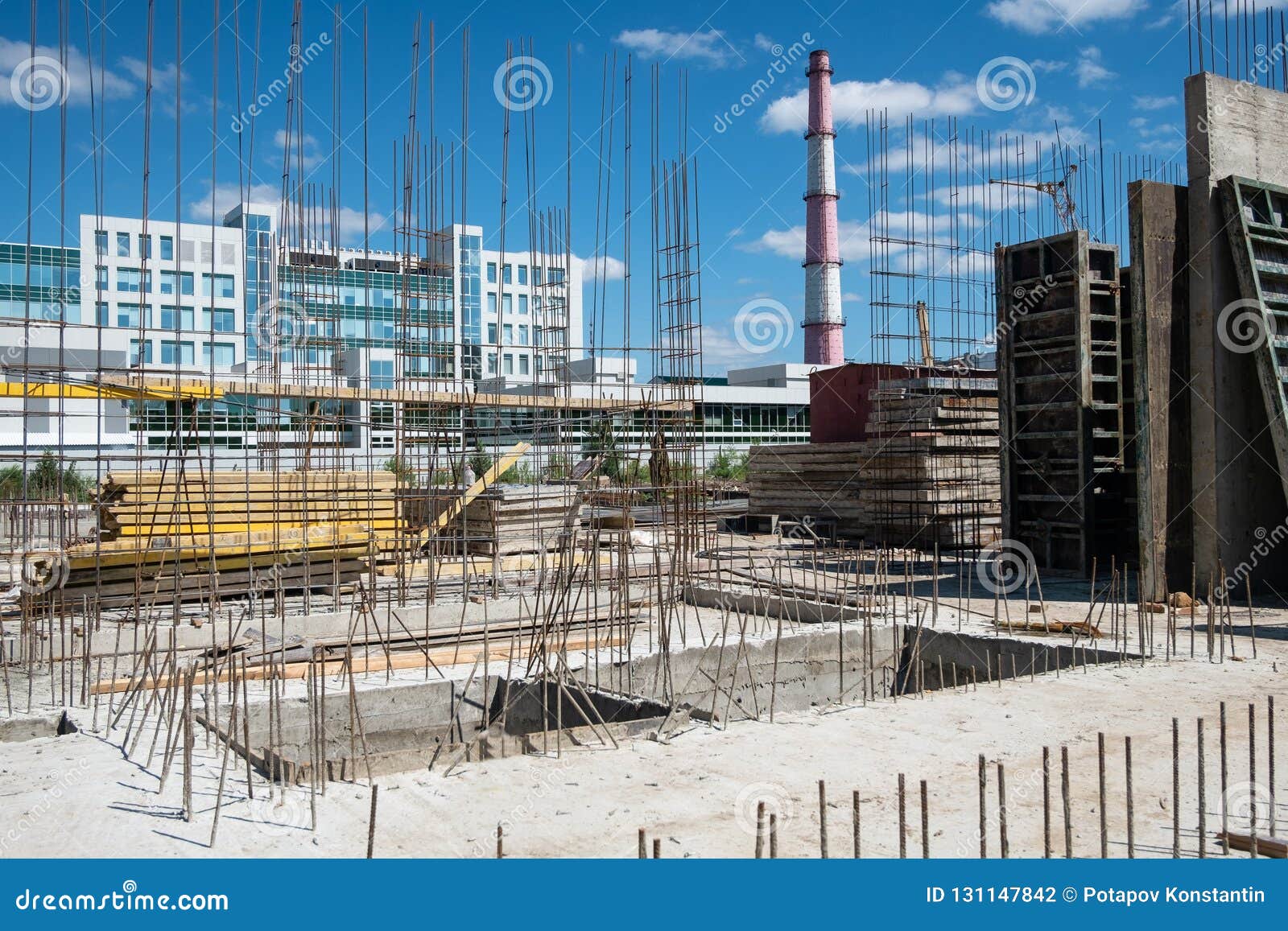 Construction Site of a High-rise Building on a Sunny Day Stock Photo ...
