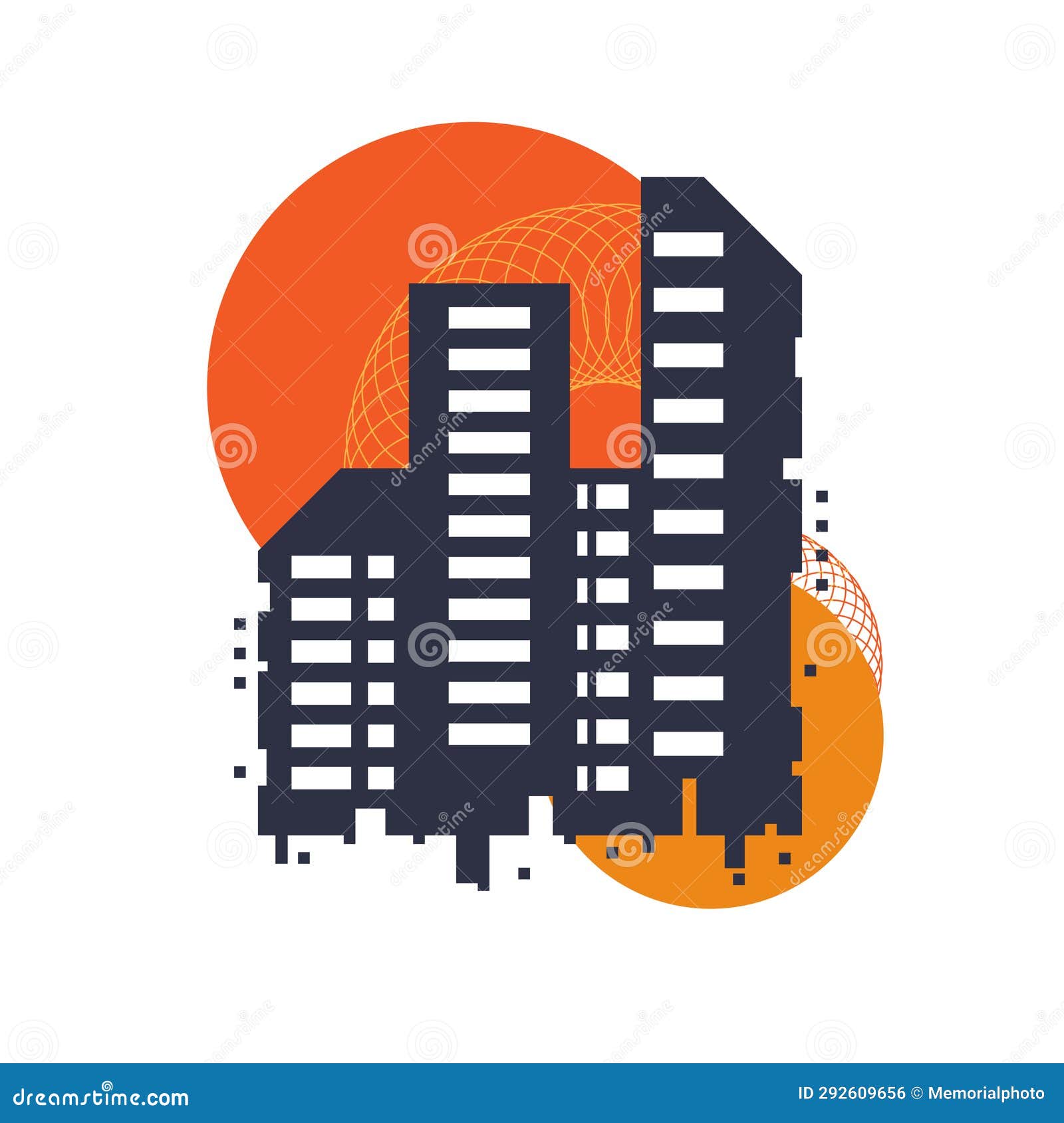 Building and Sun Flat Geometric Shape Design Stock Vector ...