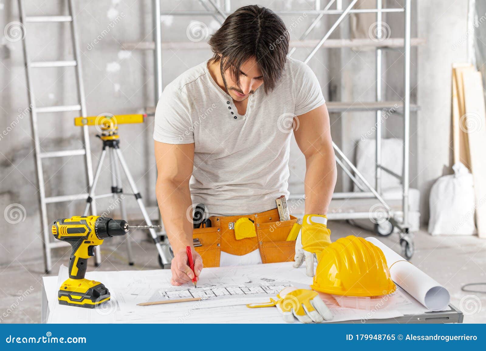 Building Supervisor or Architect Taking Notes Stock Image - Image of ...