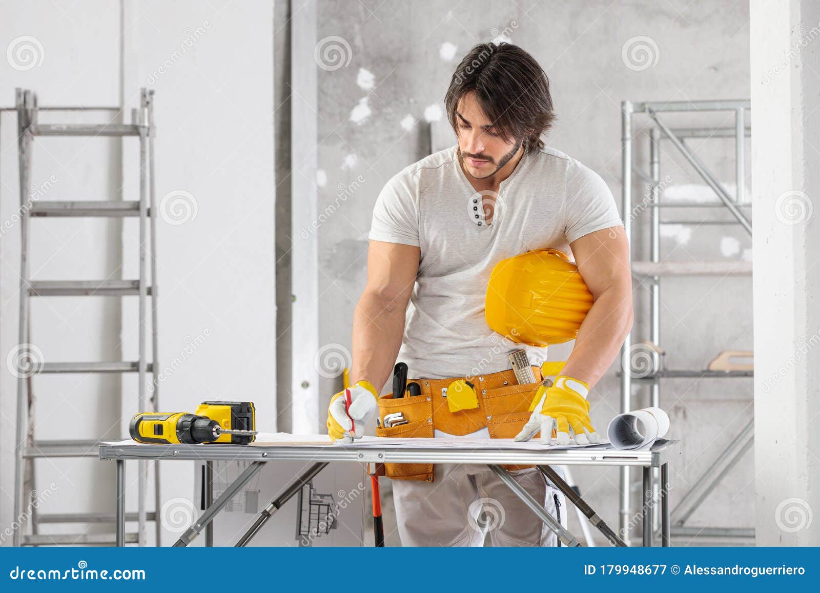 Building Supervisor or Architect Taking Notes Stock Image - Image of ...