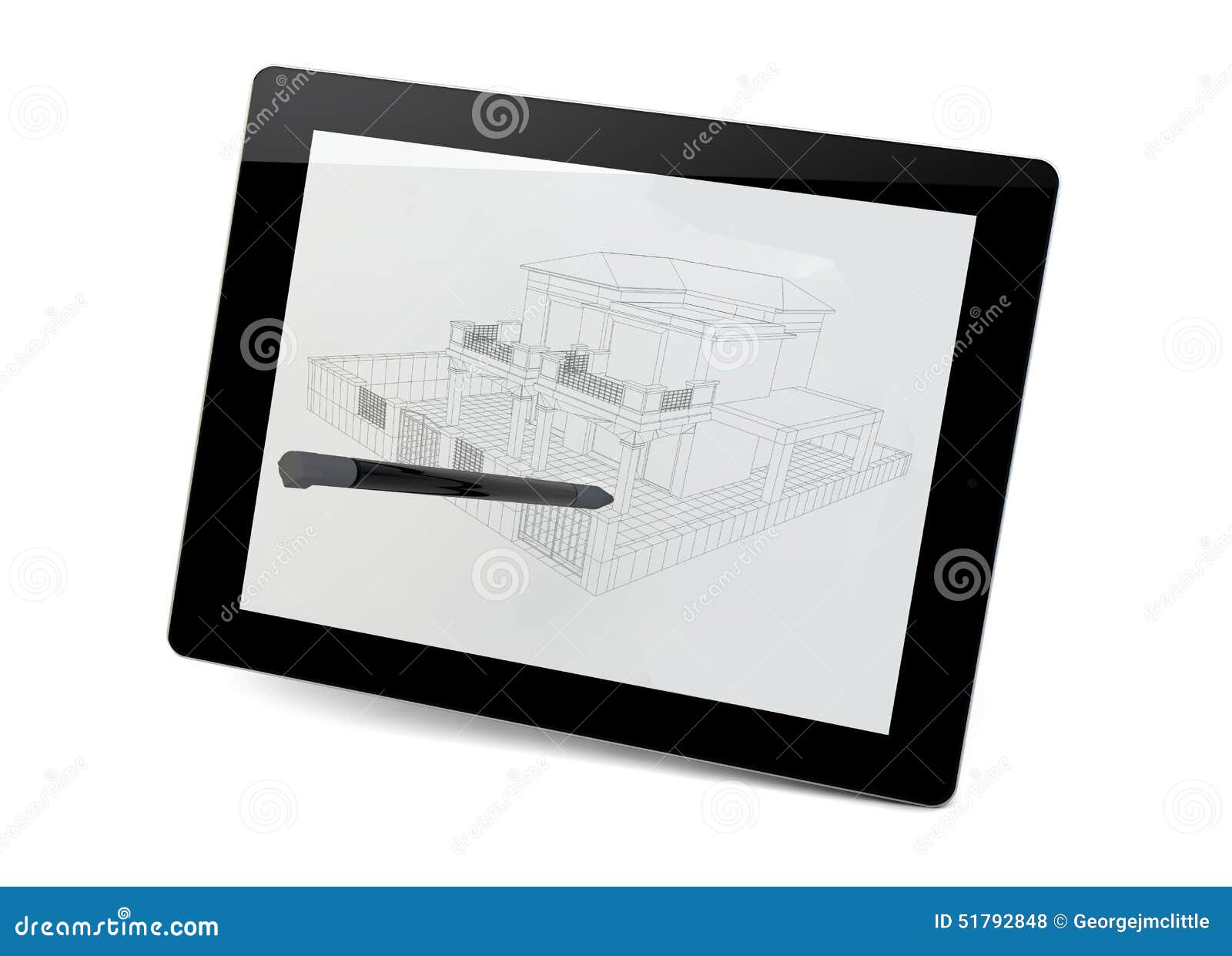 Building in a tablet stock illustration. Illustration of technology ...
