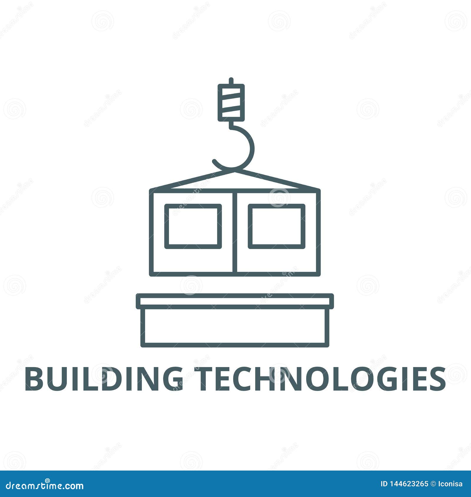 Building Technologies Line Icon, Vector. Building Technologies Outline ...