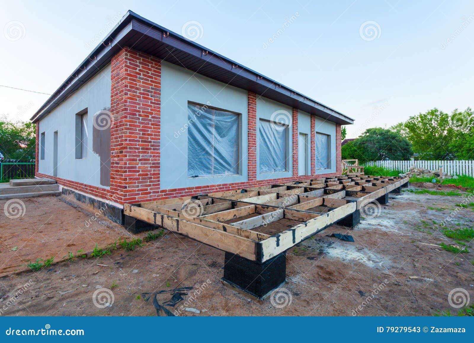 The Building with Terrace is Under Construction Stock Image - Image of ...