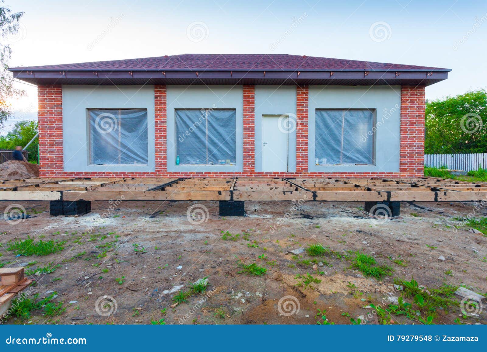 The Building with Terrace is Under Construction Stock Photo - Image of ...