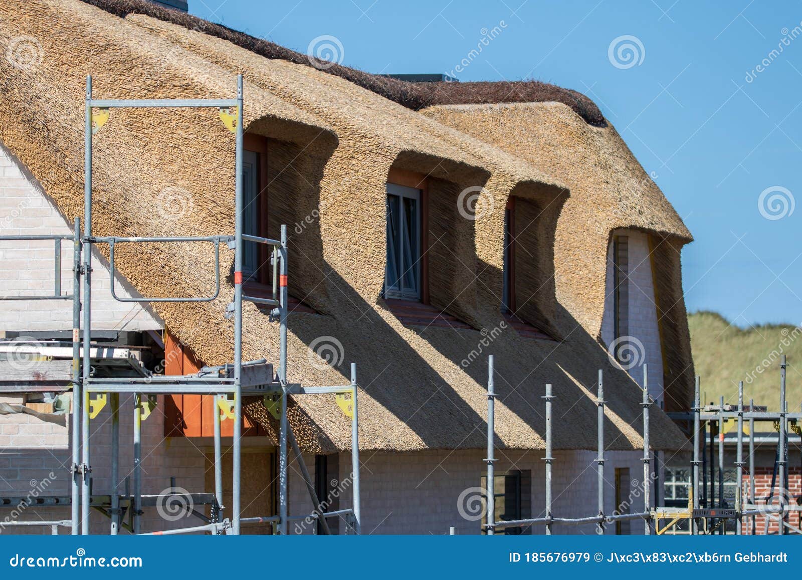 Building a Thatched Roof House Stock Image - Image of thatch, home ...