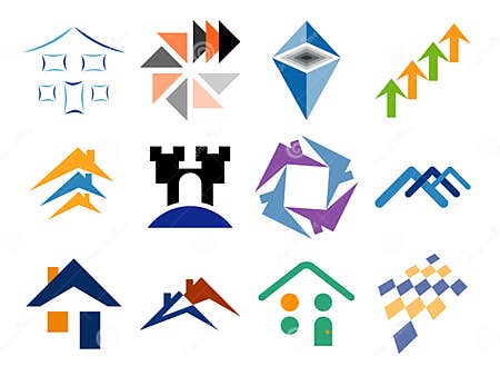 Building Themed Vector Logo Design Elements Stock Vector - Illustration ...
