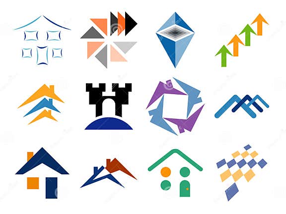 Building Themed Vector Logo Design Elements Stock Vector - Illustration ...