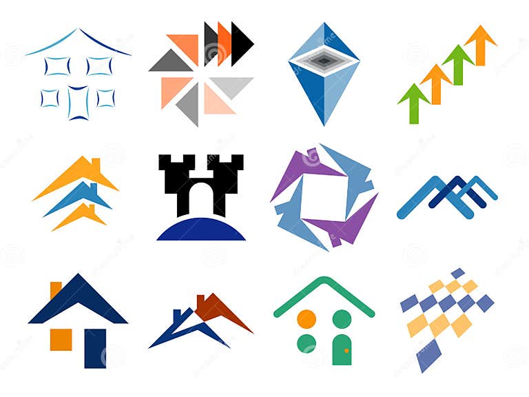 Building Themed Vector Logo Design Elements Stock Vector - Illustration ...