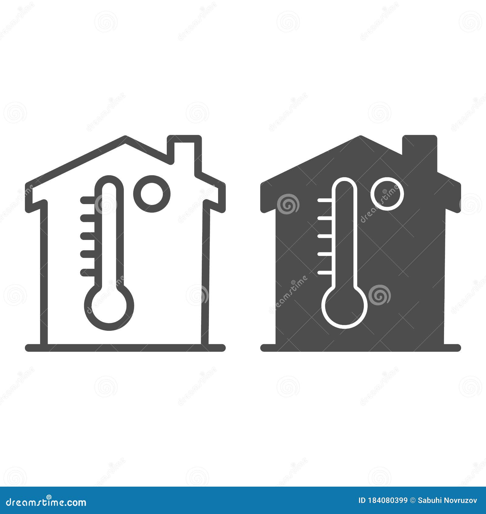 Building and Thermometer Line and Solid Icon, Smart Home Symbol, Home ...