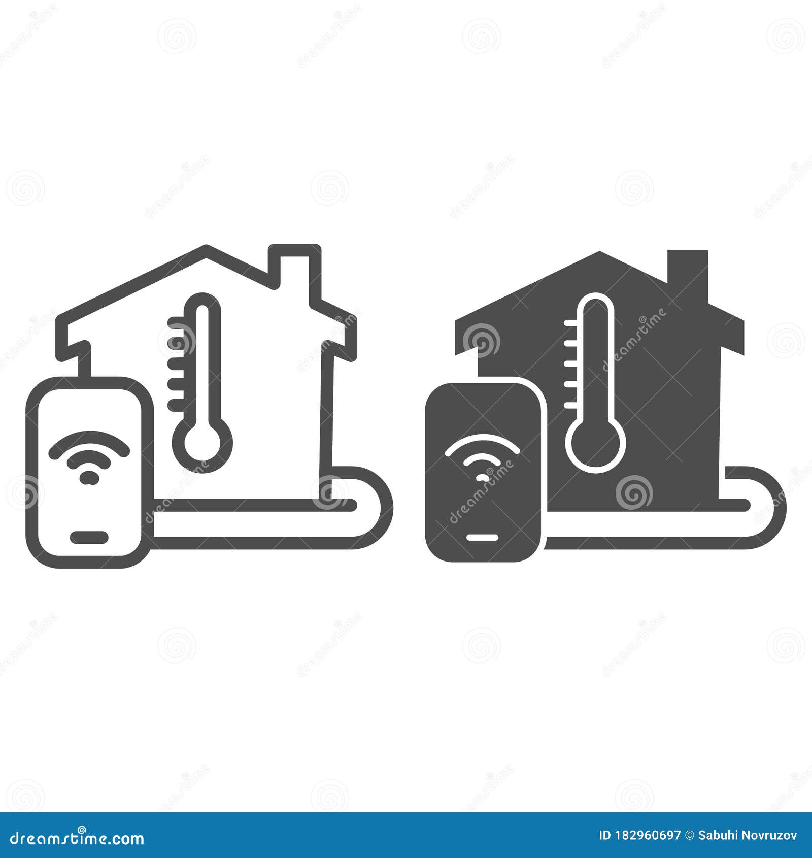 Building And Thermometer Line And Solid Icon, Smart Home Symbol, Home ...