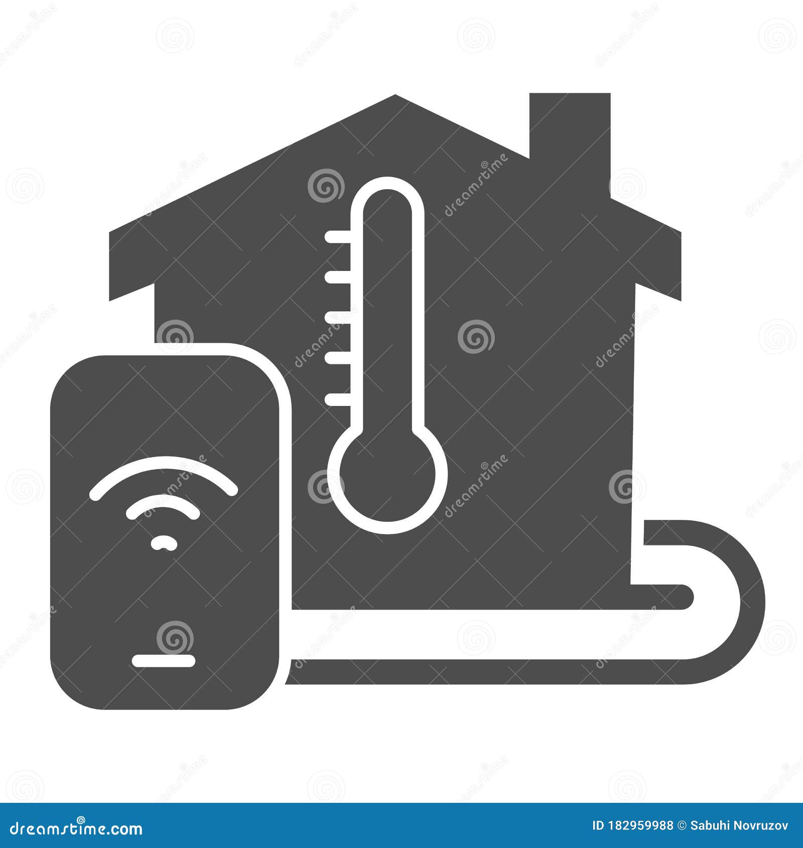 Building And Thermometer Thin Line Icon, Smart Home Symbol, Home ...