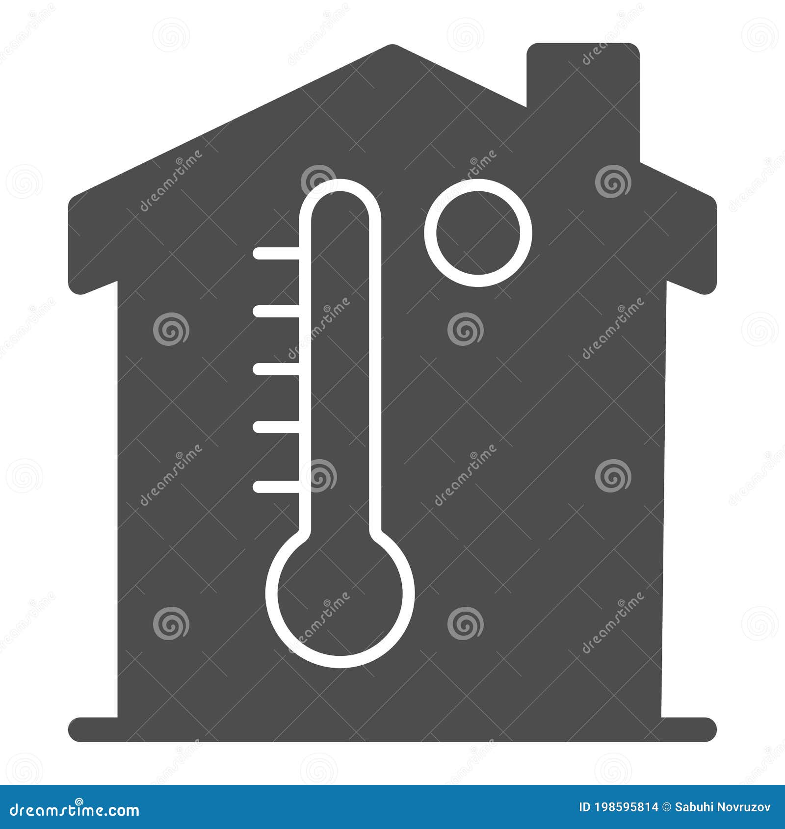 Building and Thermometer Solid Icon, Smart Home Symbol, Home ...