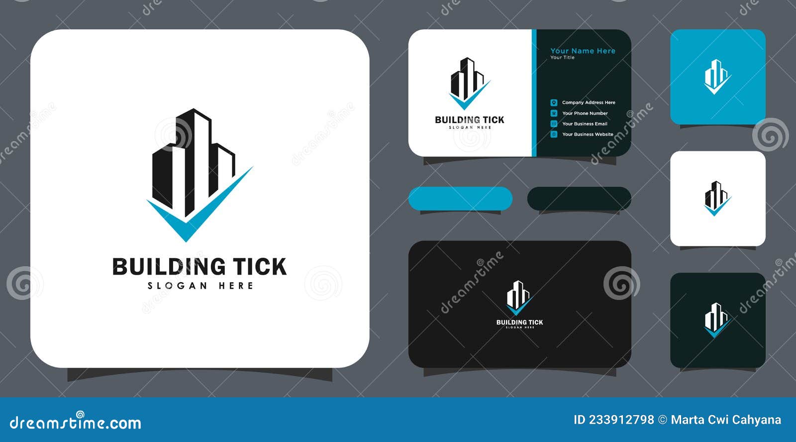 Building Tick Logo Vector Template and Business Card Stock Vector ...