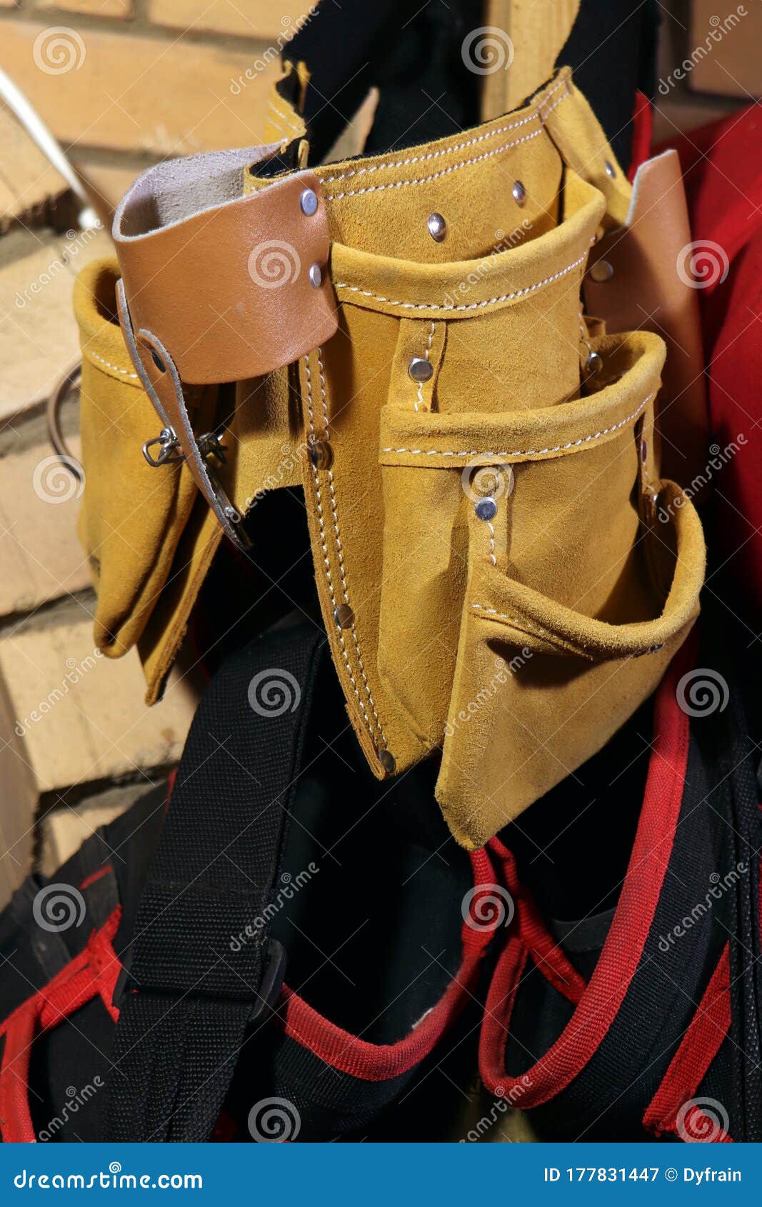 Building Tool Bag Belt. Yellow Tool Bag Stock Image - Image of tool ...