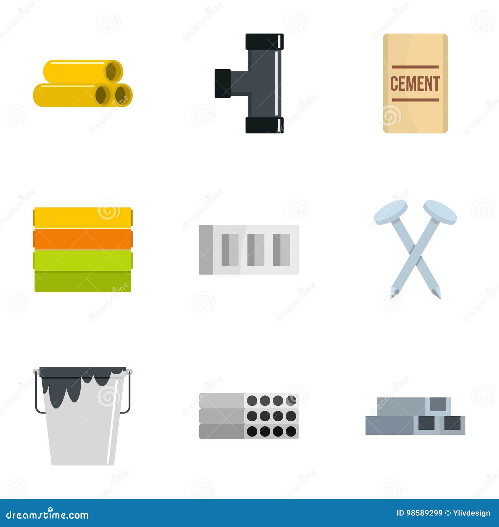 Building Tool Icon Set, Flat Style Stock Vector - Illustration of icon ...