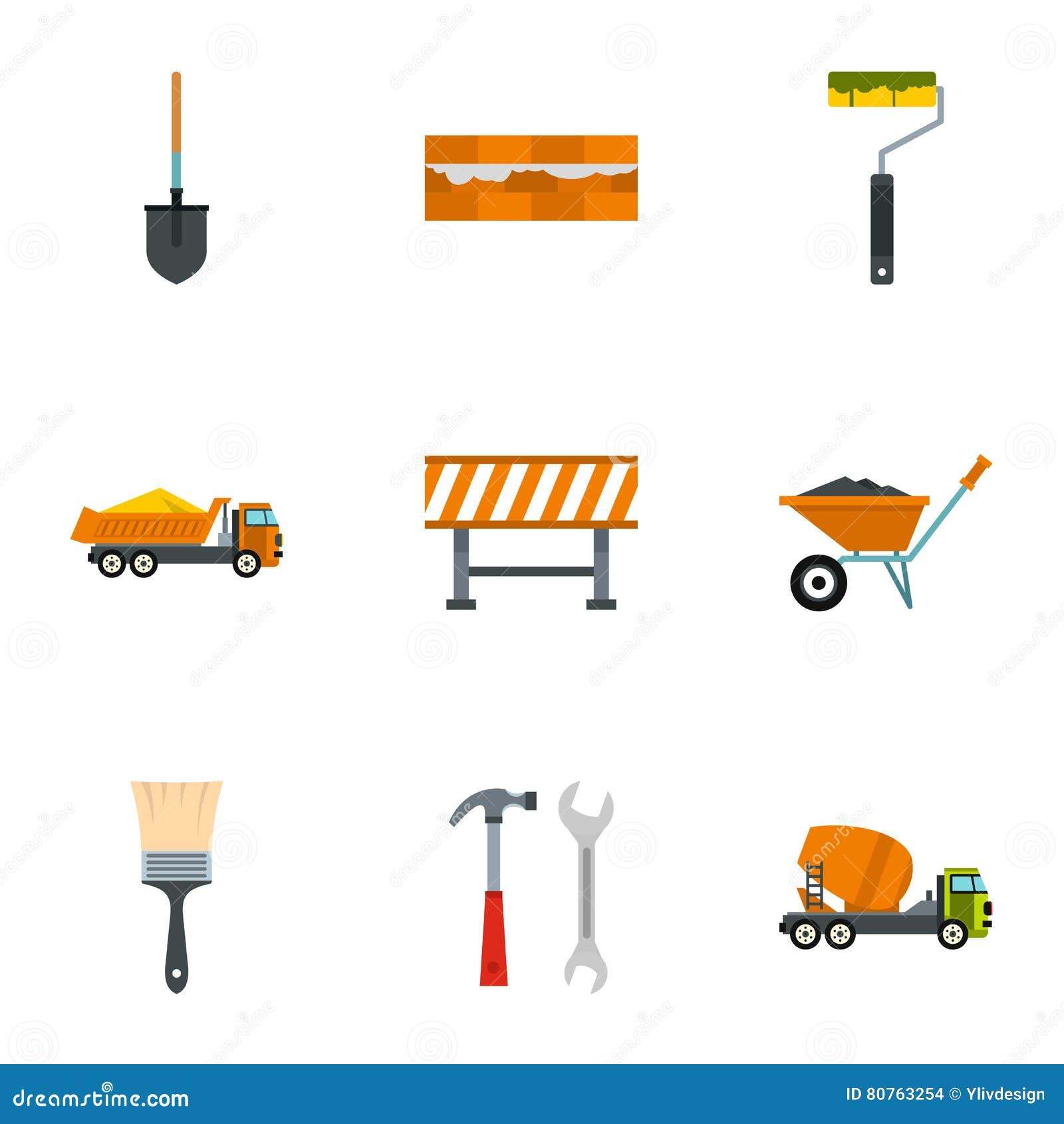 Building Tools Icons Set, Flat Style Stock Vector - Illustration of ...
