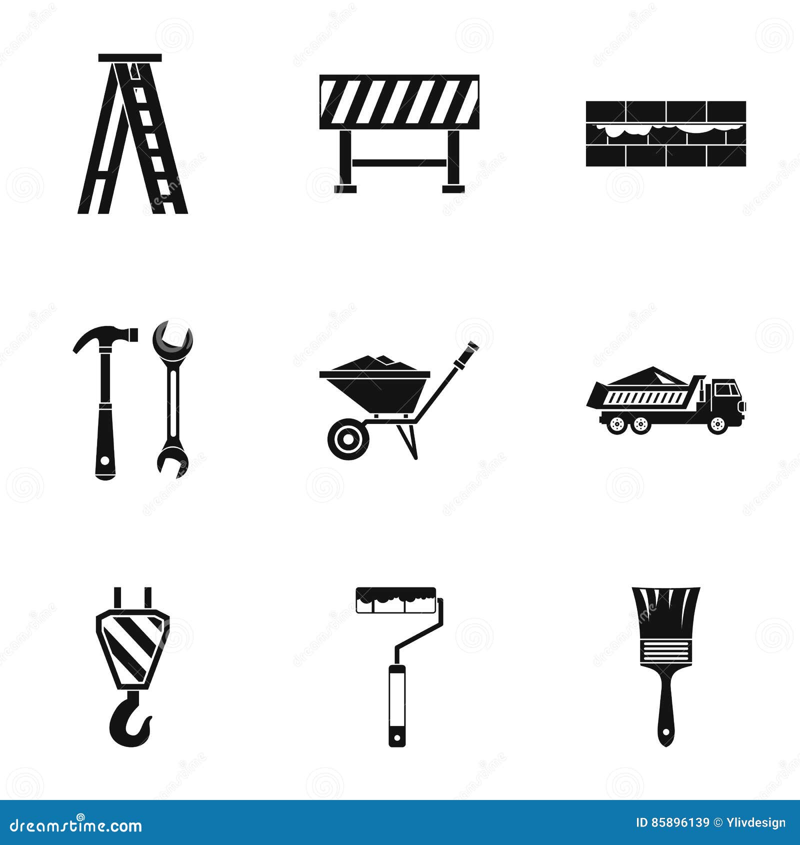 Building Tools Icons Set, Simple Style Stock Vector - Illustration of ...