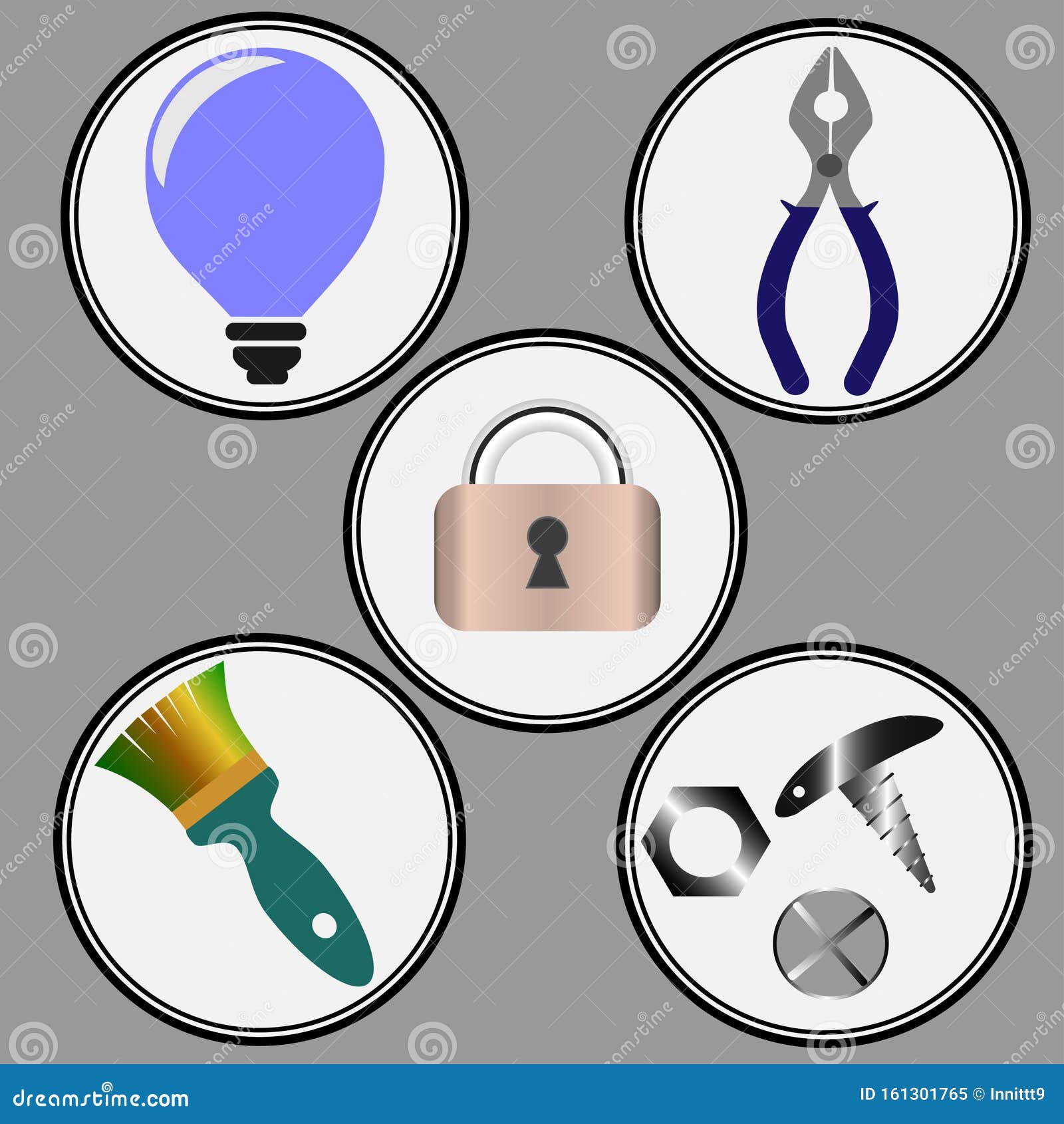 Building Tools and Objects in the Shape of Circle Stock Illustration ...