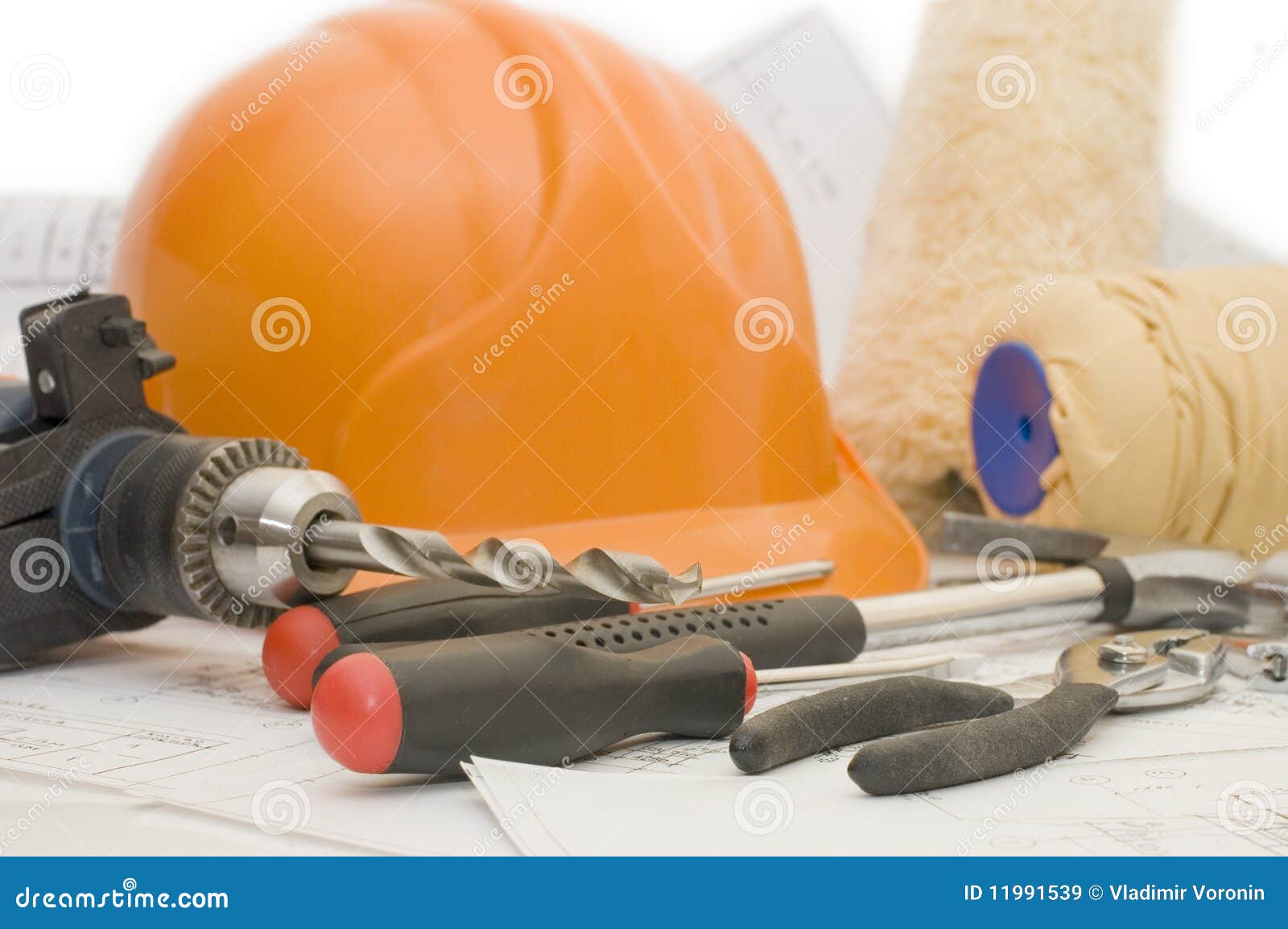 Building Tools on the Project Stock Image - Image of black, helmet ...