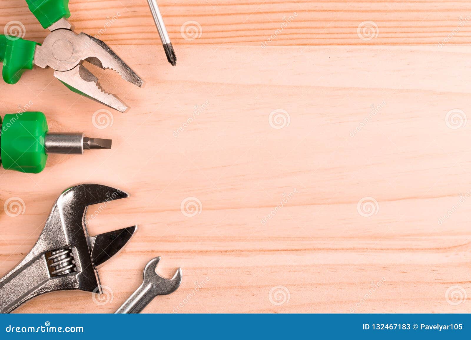 Building Tools, Set of Tools a Wood Panel with Blank Space for Your ...