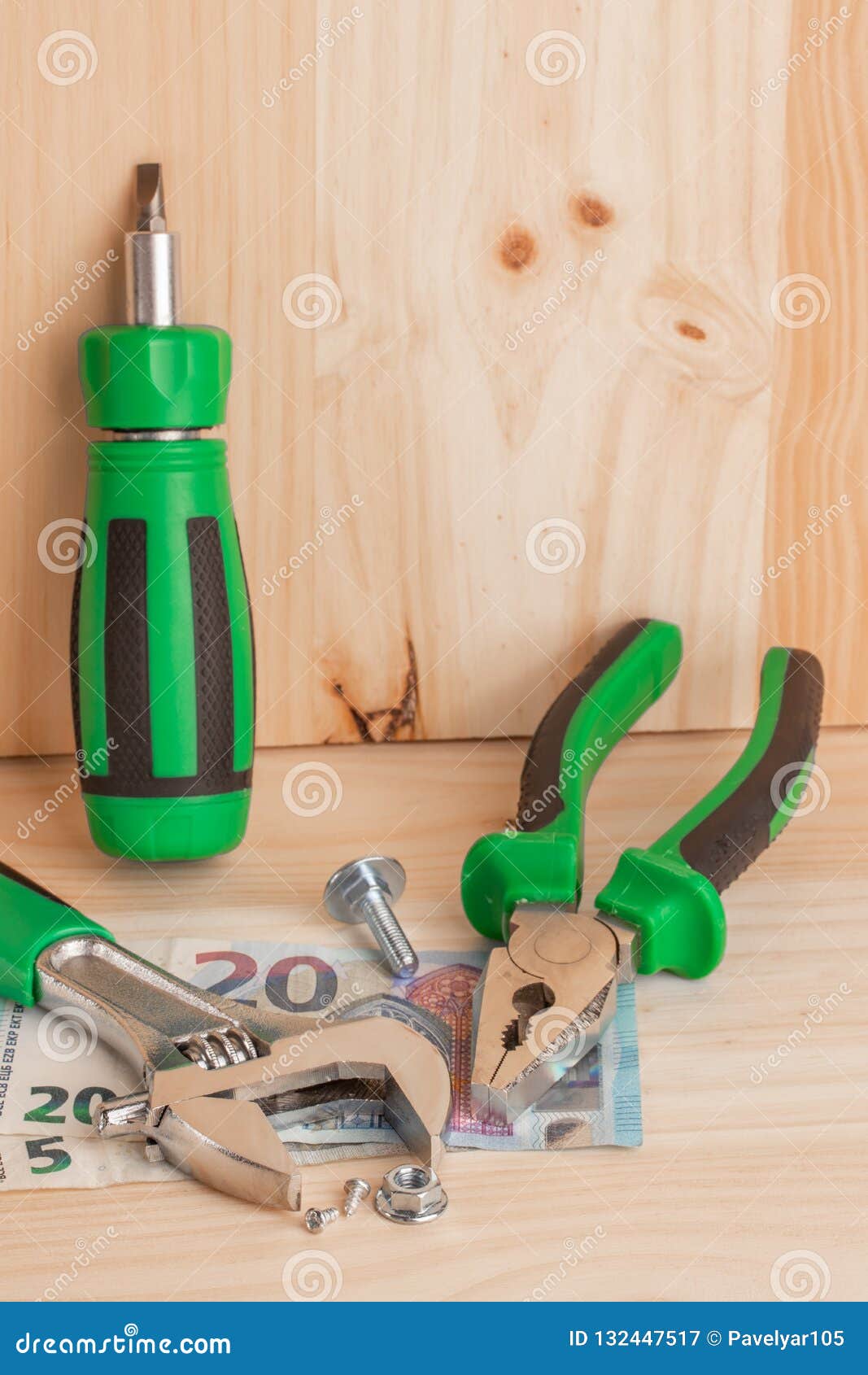 Building Tools, Set of Tools a Wood Panel with Blank Space for Your ...