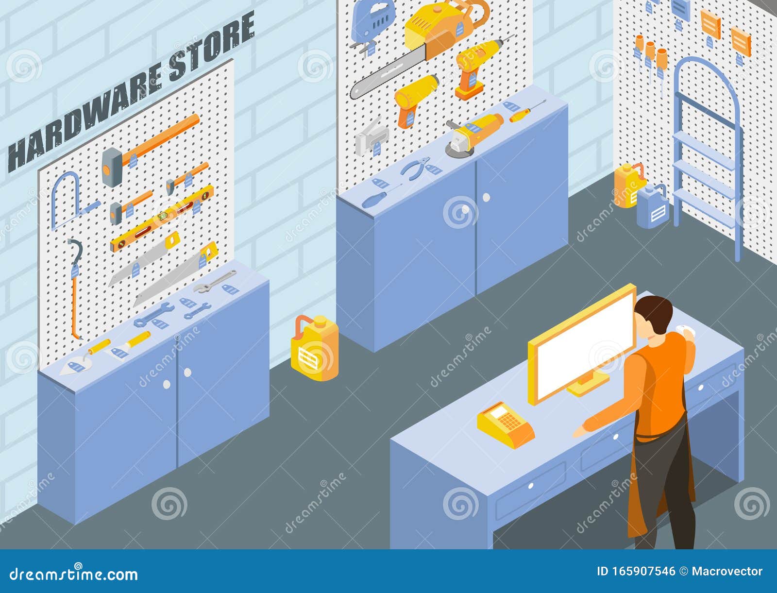 Building Tools Shop Background Stock Vector - Illustration of device ...