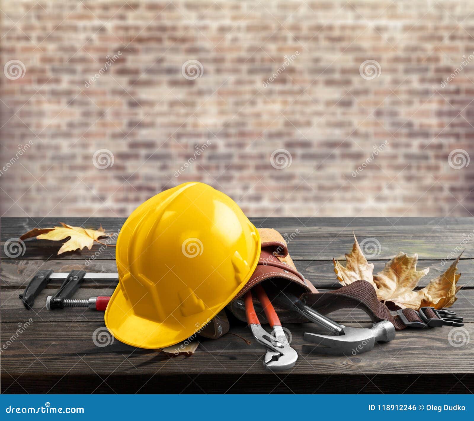 Building tools on table stock photo. Image of building - 118912246
