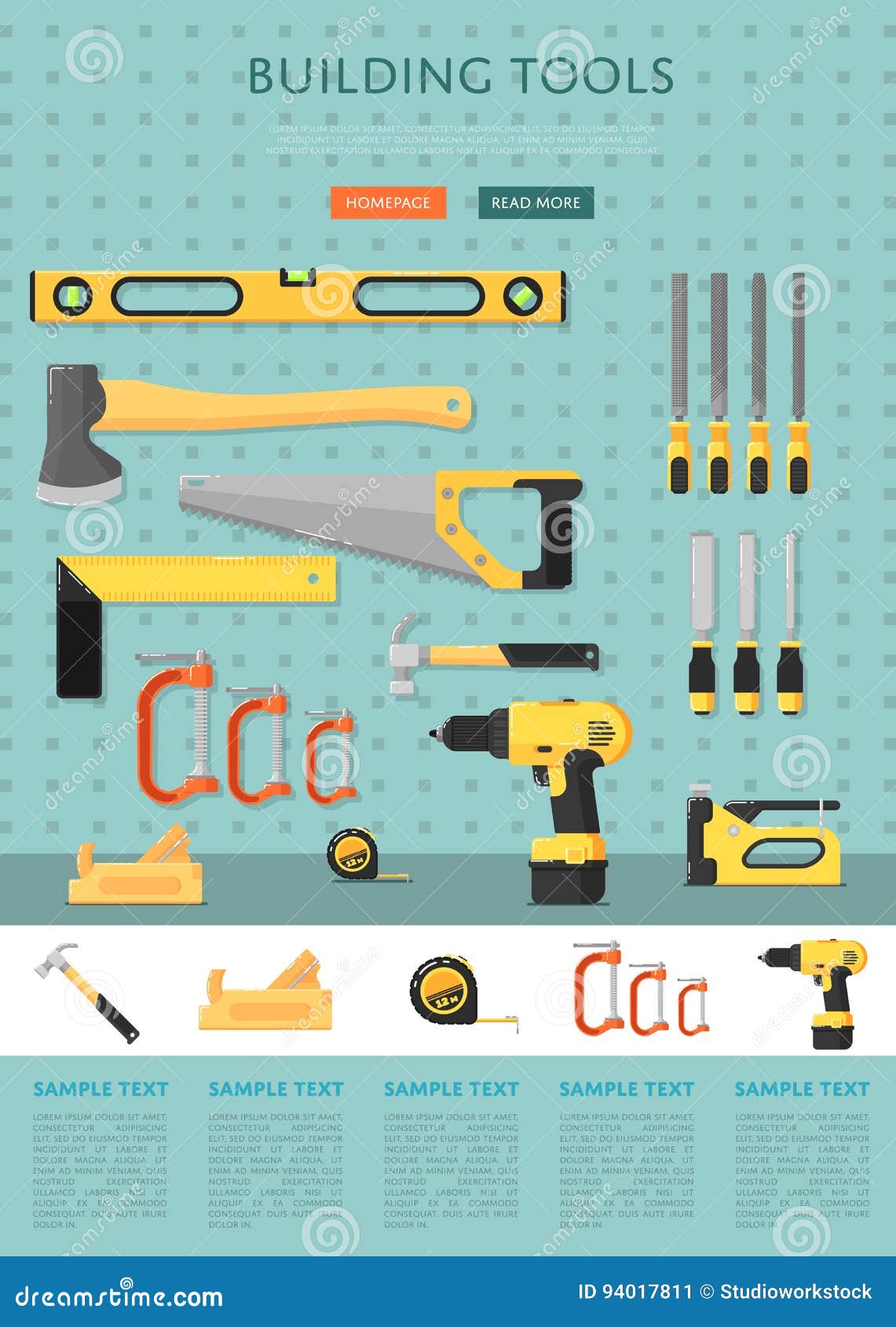 Building Tools Website Template for Store Stock Vector - Illustration ...
