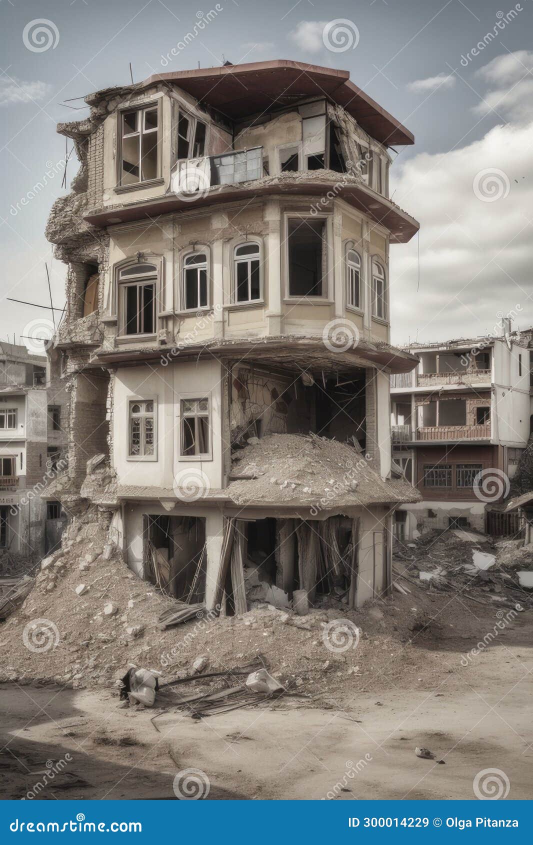 A Building is Torn Down and Lying on the Ground. Demolished Building at ...