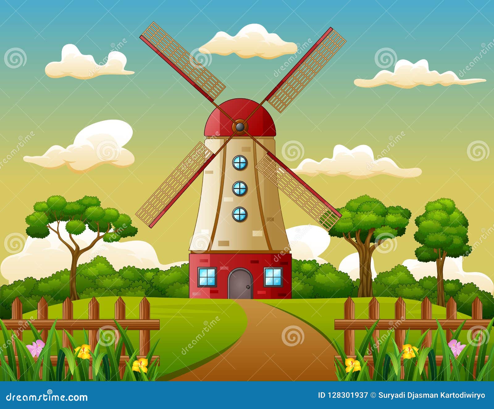 2D Building, Tower, Lanscape Sketch In White Background Vector ...