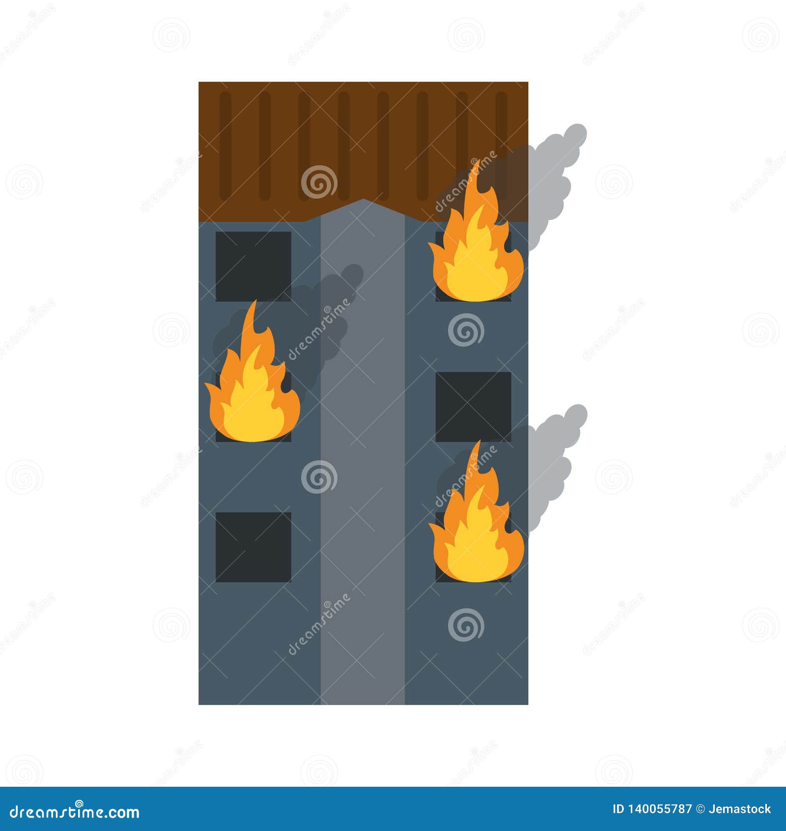 Building tower in fire stock vector. Illustration of ignite - 140055787