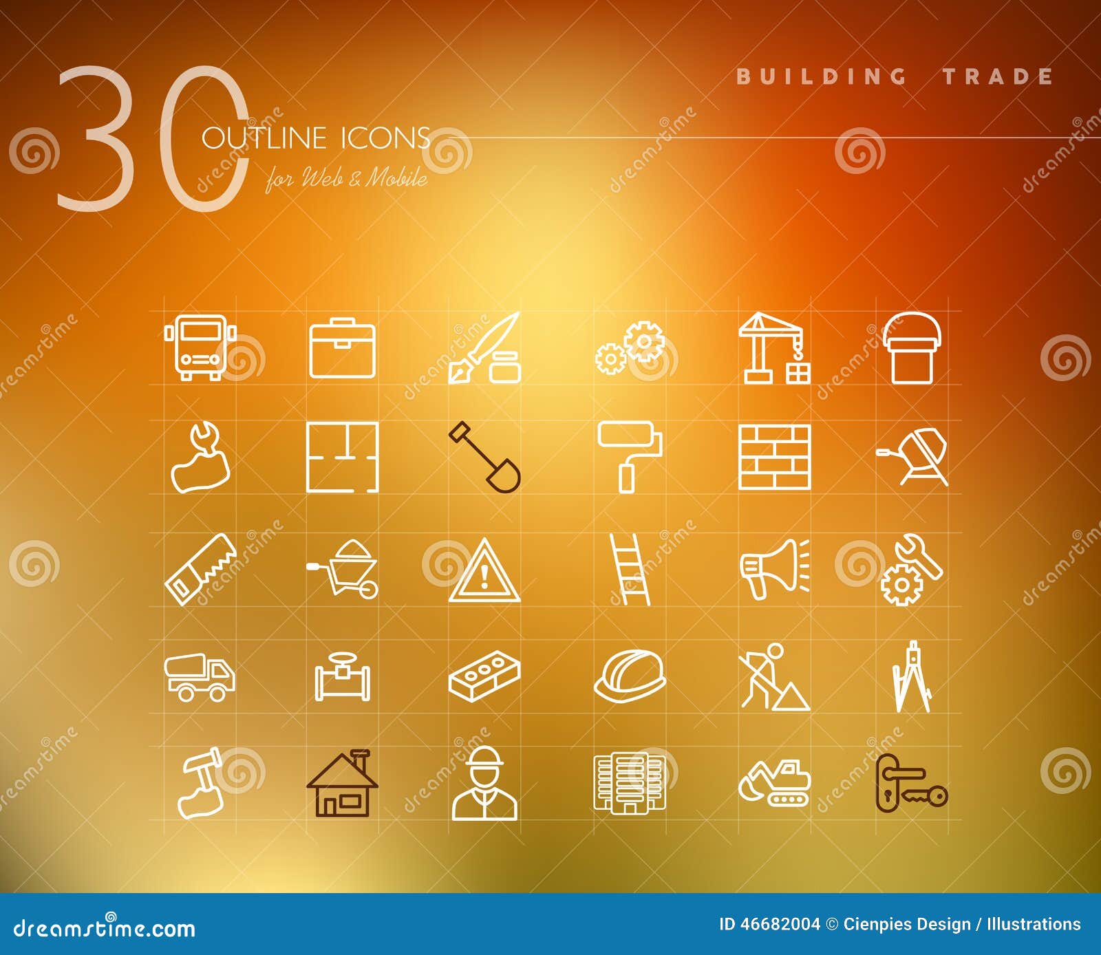 Building Trade Outline Icons Set Stock Vector - Illustration of ...