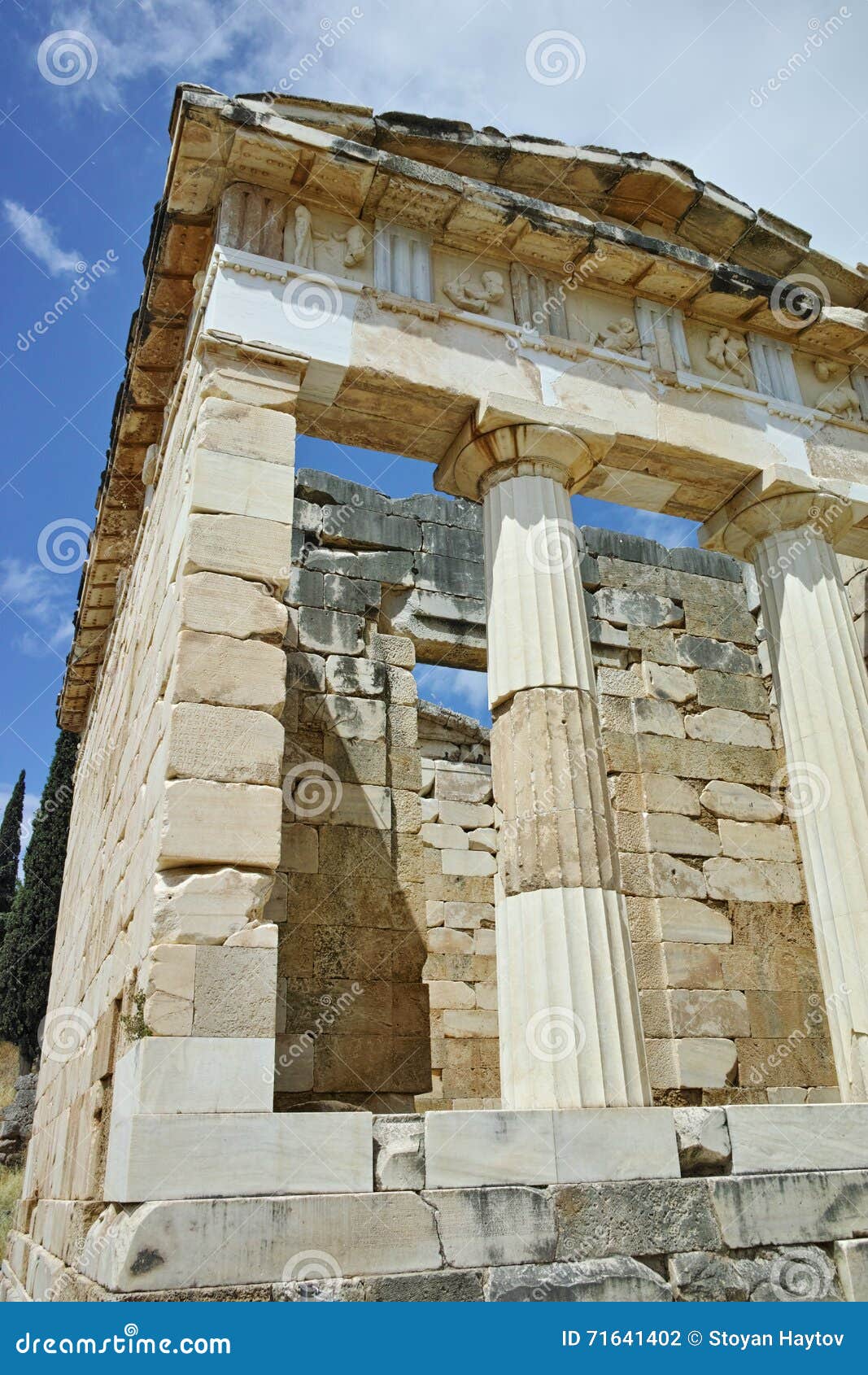 Building of Treasury of Athens in Ancient Greek Archaeological Site of ...