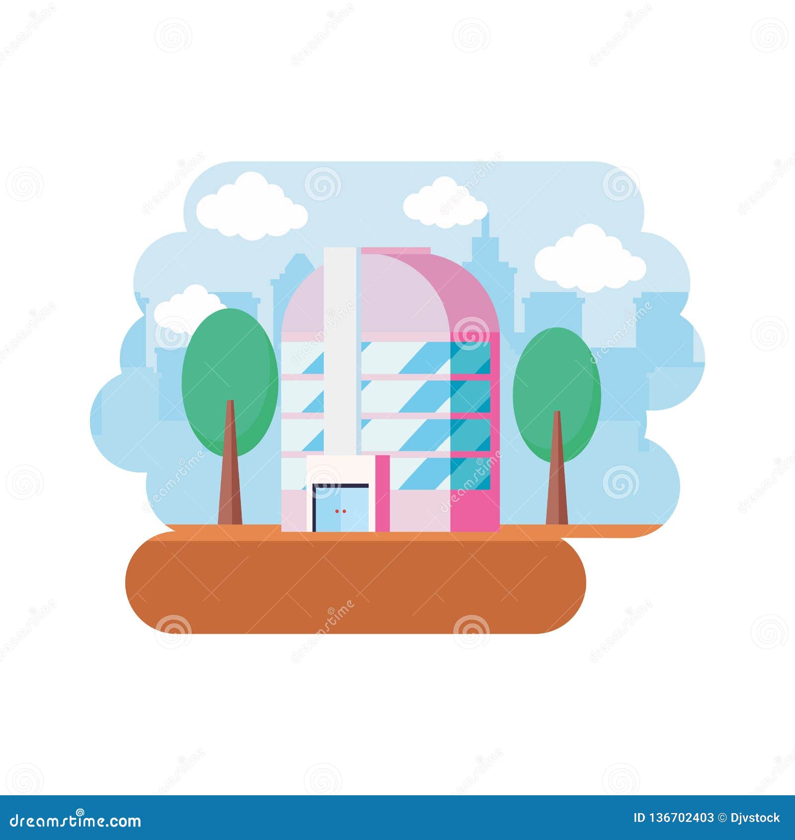Building with Trees in the Landscape Stock Vector - Illustration of ...