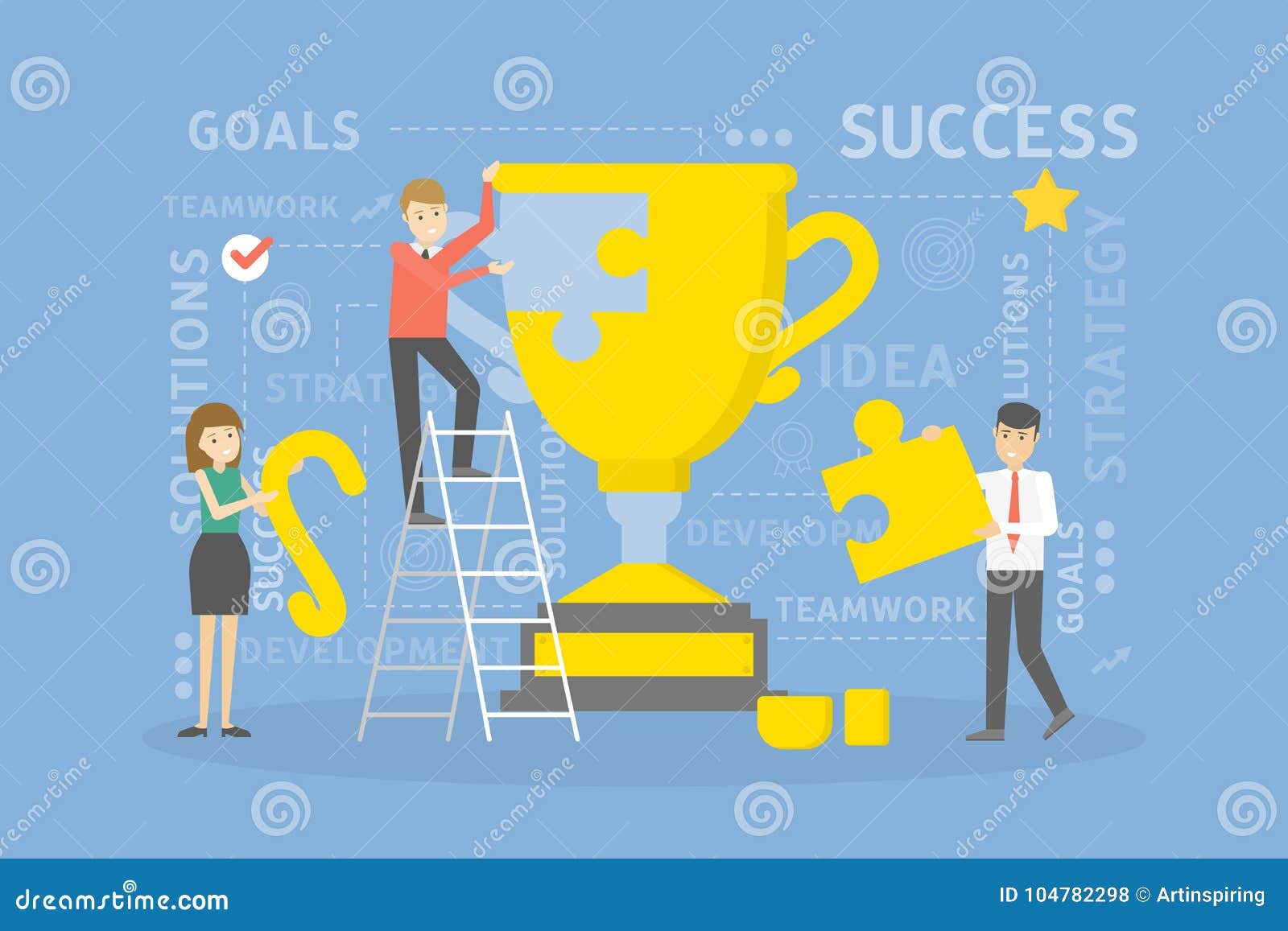 Building trophy puzzle. stock vector. Illustration of handshake - 104782298