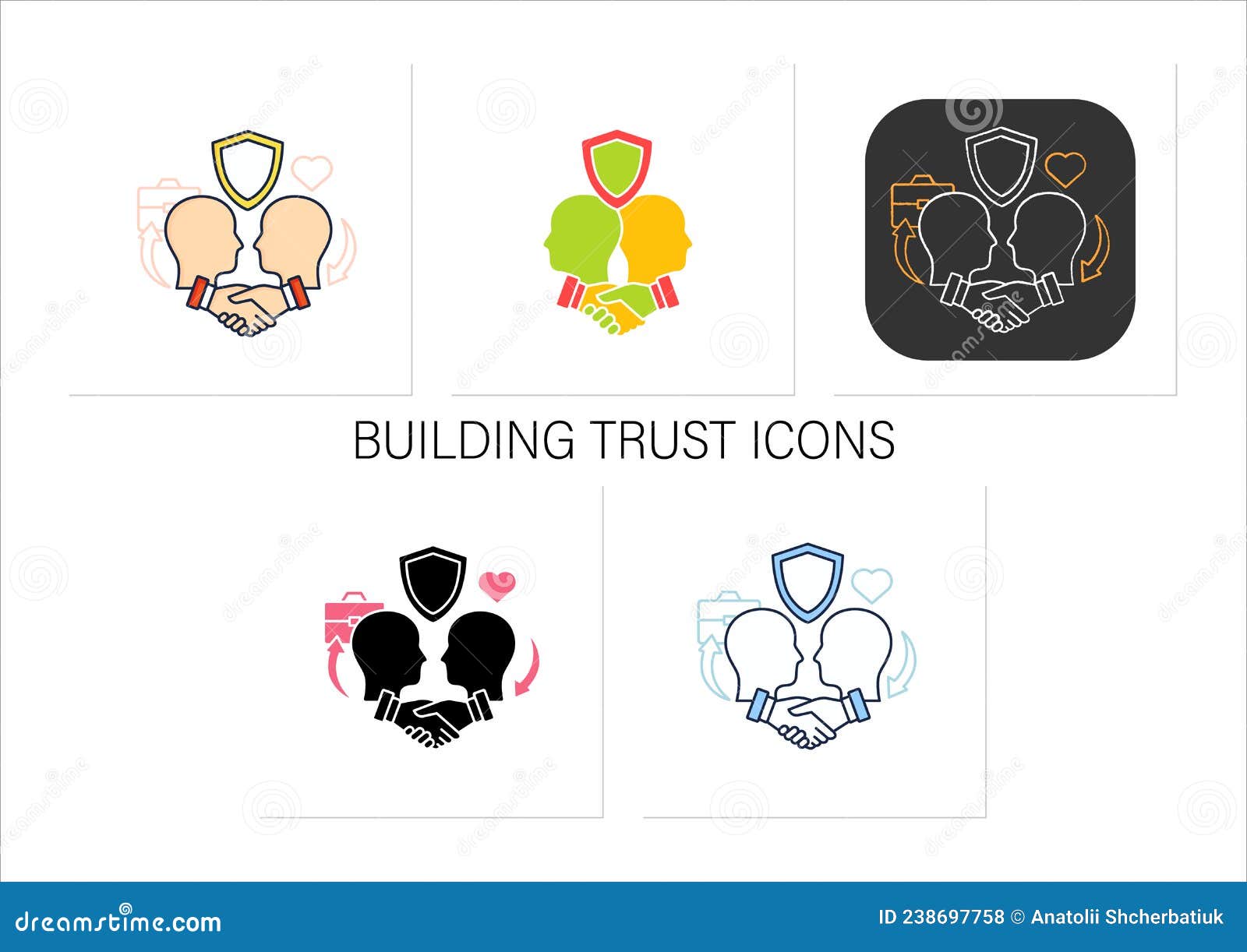 Building trust icons set stock vector. Illustration of business - 238697758