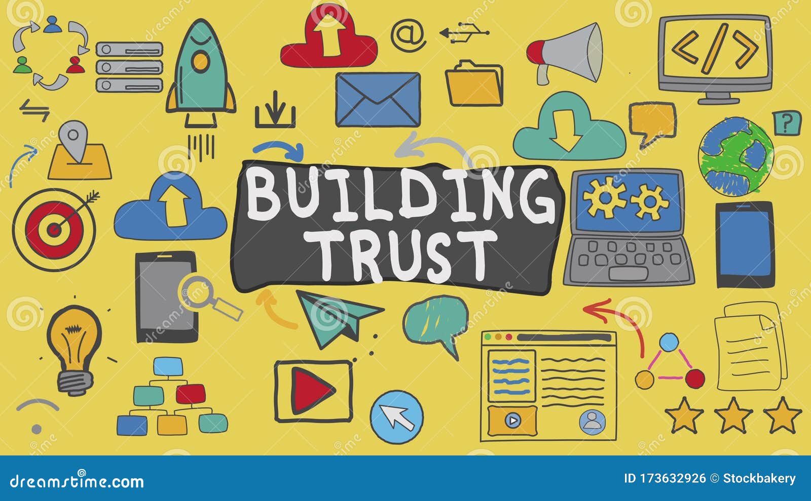 Building Trust, Yellow Illustration Graphic Technology Concept Stock ...