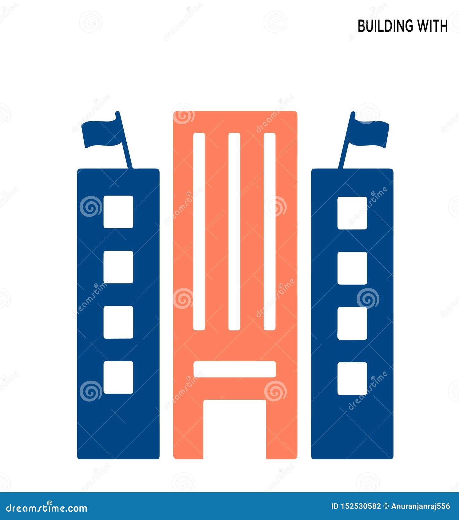 Building Two Flags Editable Icon Symbol Design Stock Vector ...