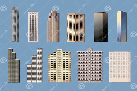 Building Types Object Icon Set Stock Vector - Illustration of life ...