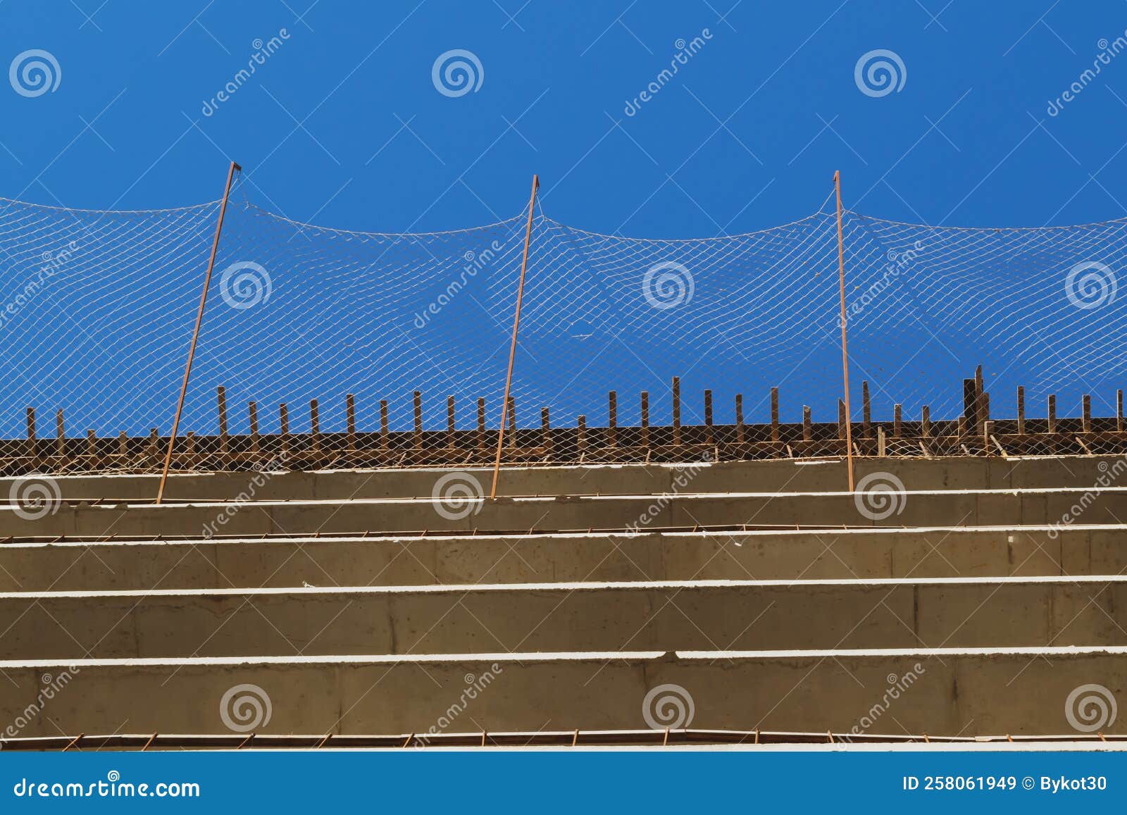 Building Under Construction. Protective Catching Nets Stock Image ...
