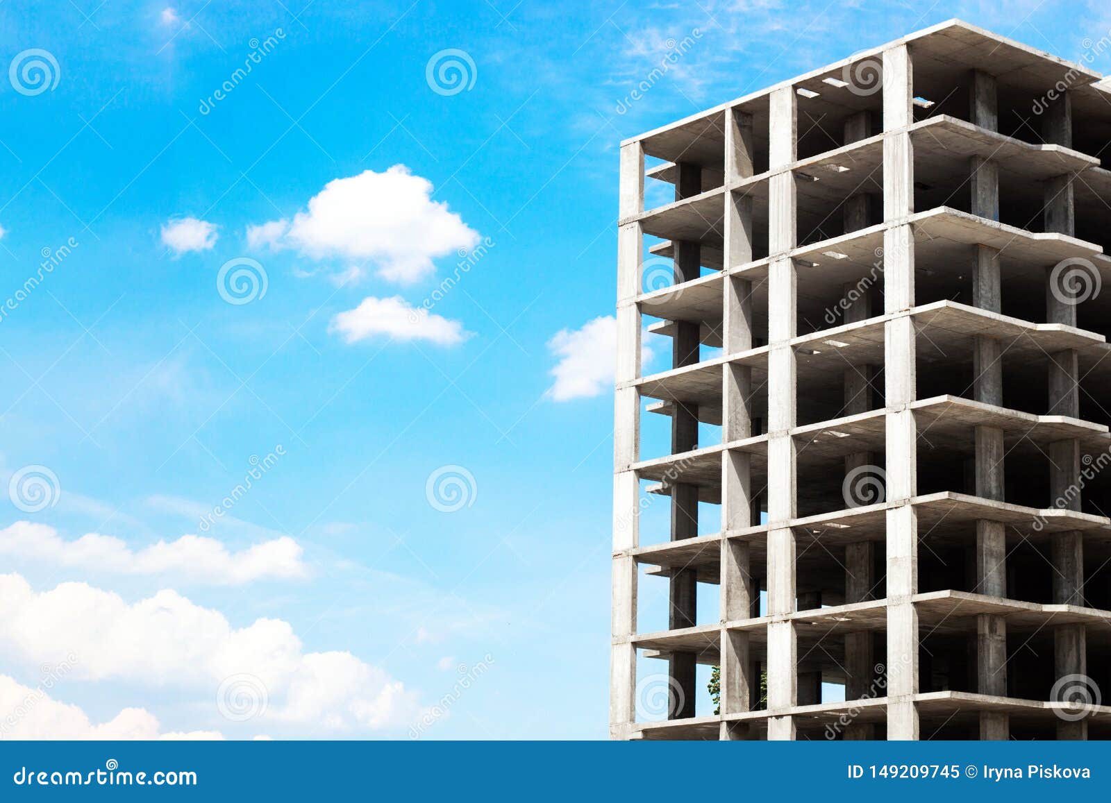 Building Construction on Blue Sky Background Stock Image - Image of ...
