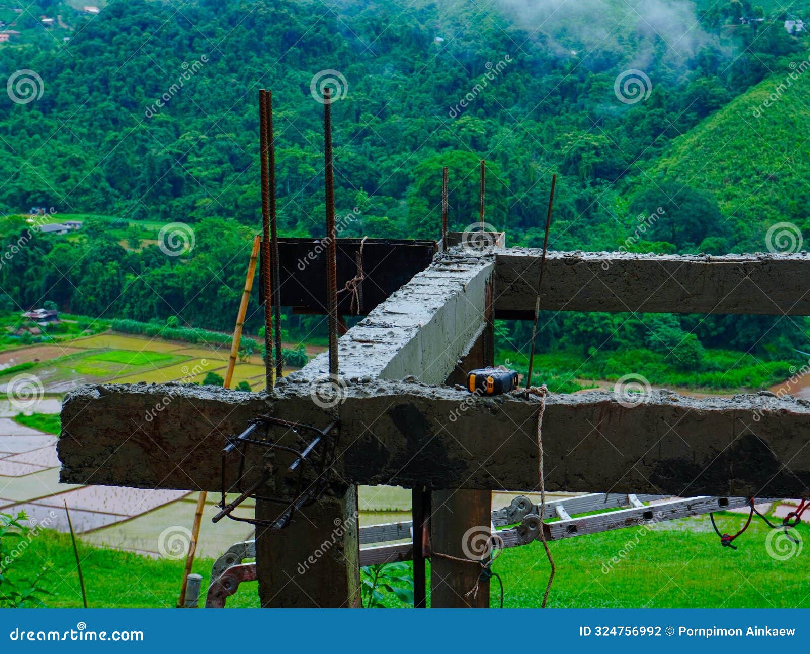 Building is Under Construction. Bearing Pillars of the Building Stock ...