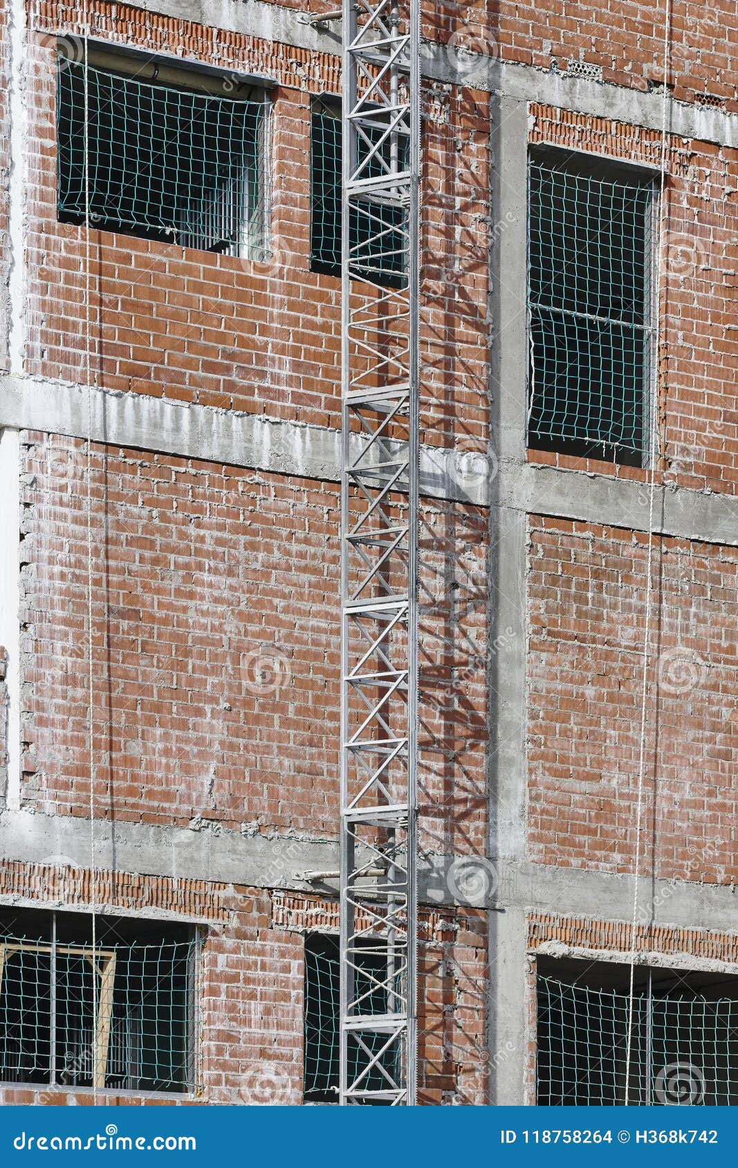 Building Under Construction. Brick Facade Structure Stock Photo - Image ...
