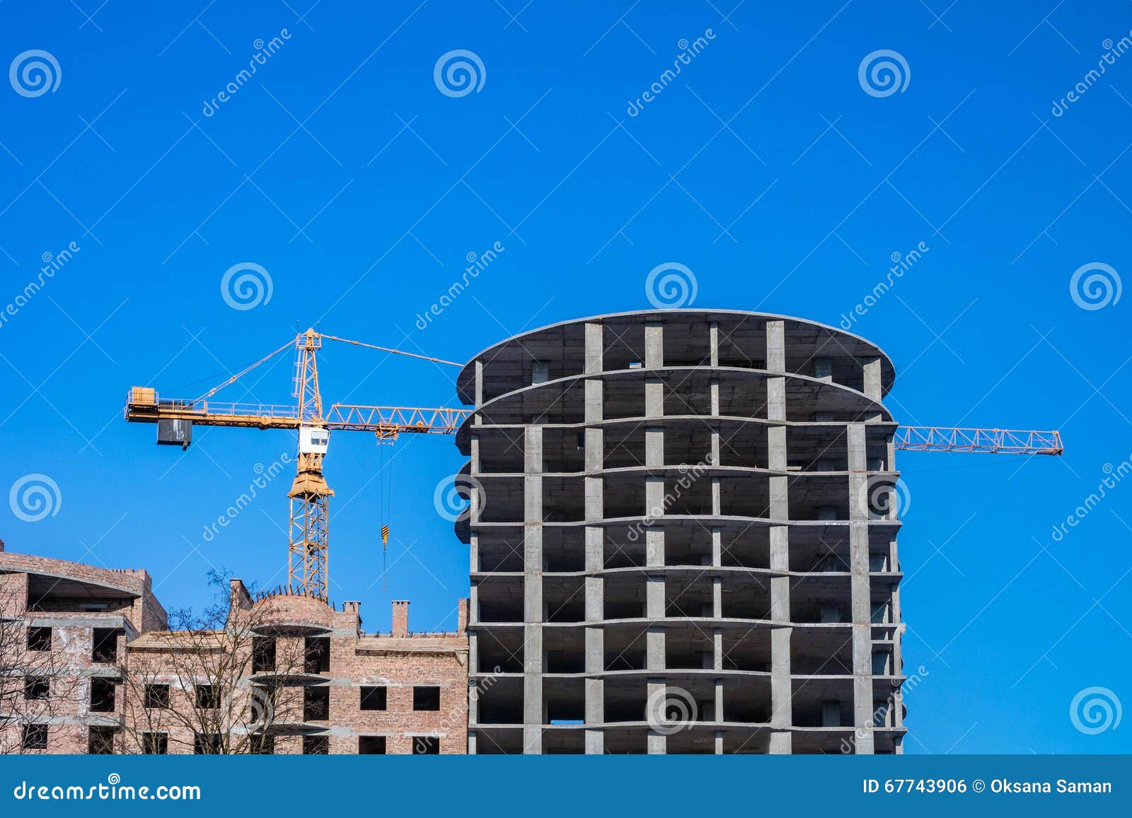 Building Under Construction and Crane Stock Photo - Image of high ...